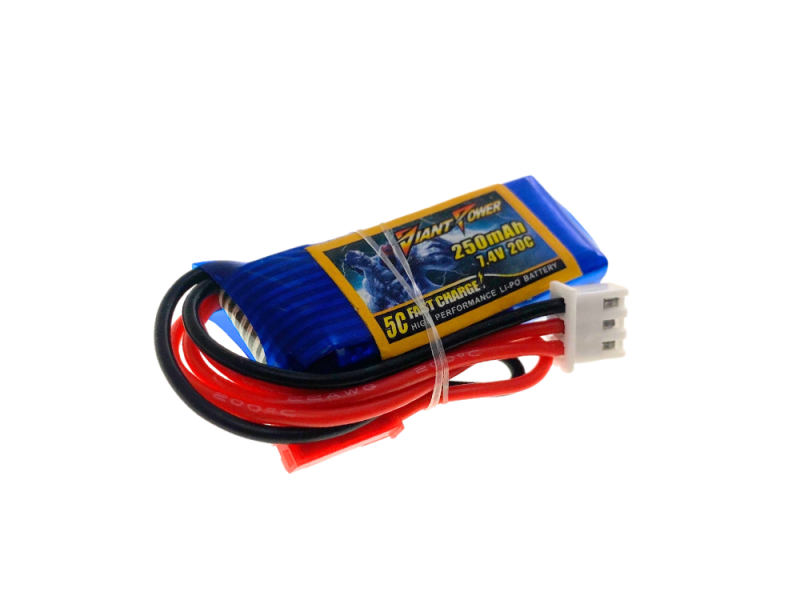 Lipo - 250mAh 7.4V 20C/40C GP LiPO RC Battery with JST Connector- Slim